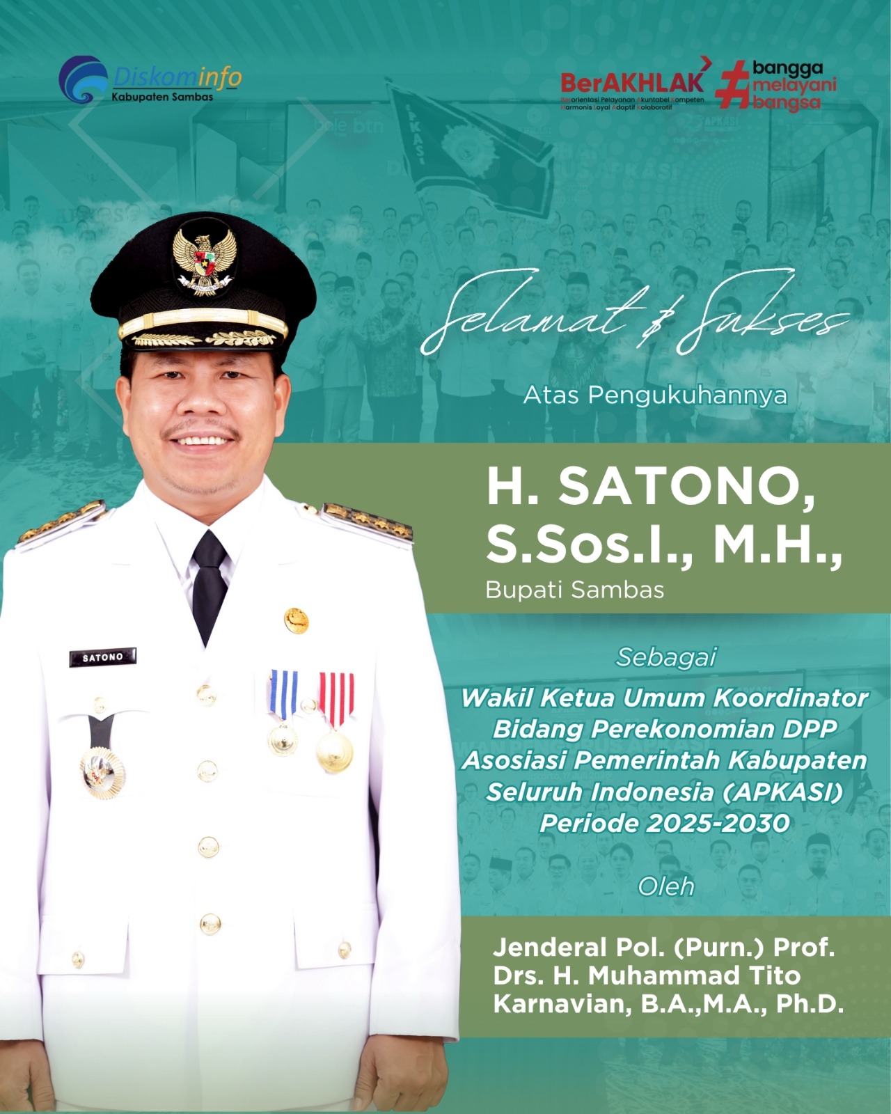 Selamat atas dilantiknya H. Satono, S.Sos.I., M.H sebagai Wakil Ketua ...